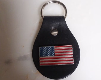 American Flag Leather Key Fob / Keychain - Etsy UK