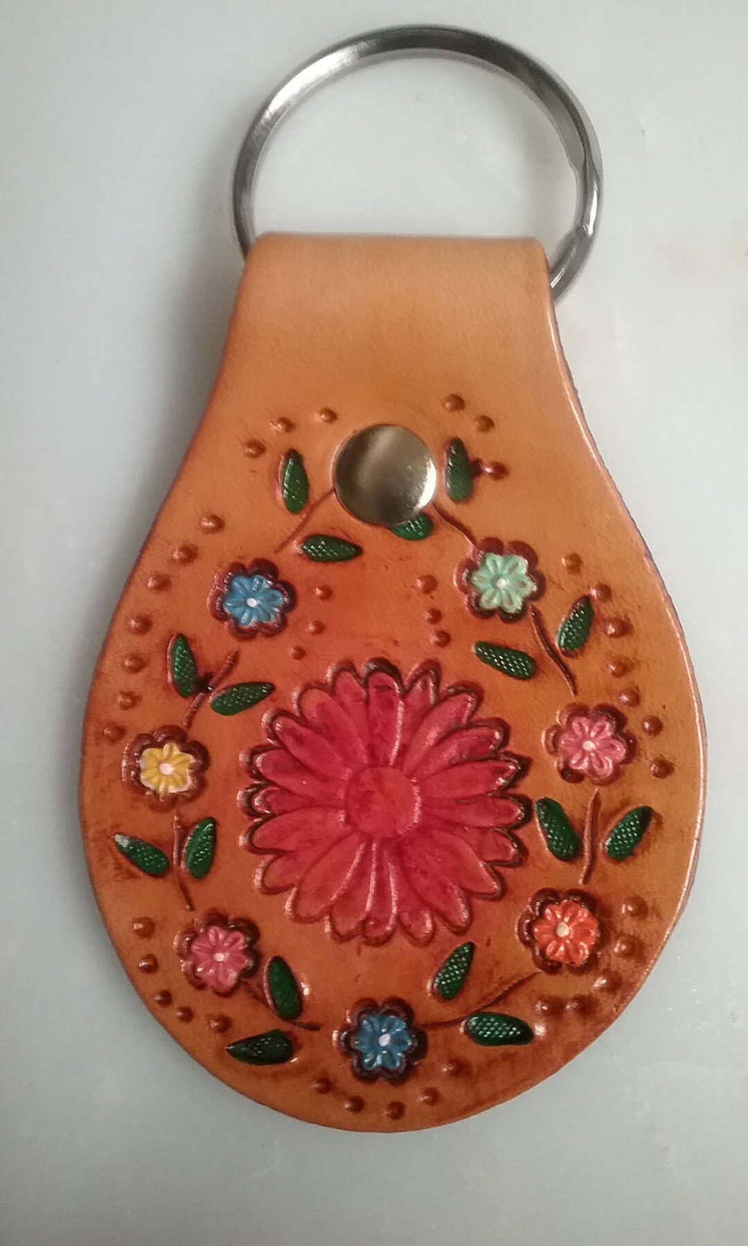 Leather Flower Keychain - Etsy