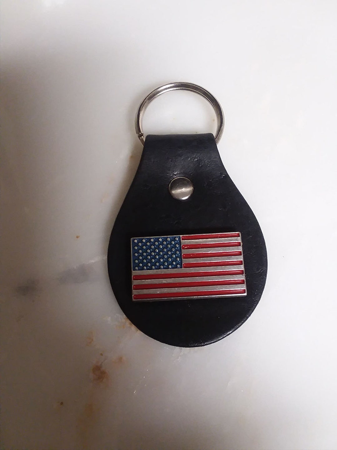 Leather American Flag Key Chain - Etsy