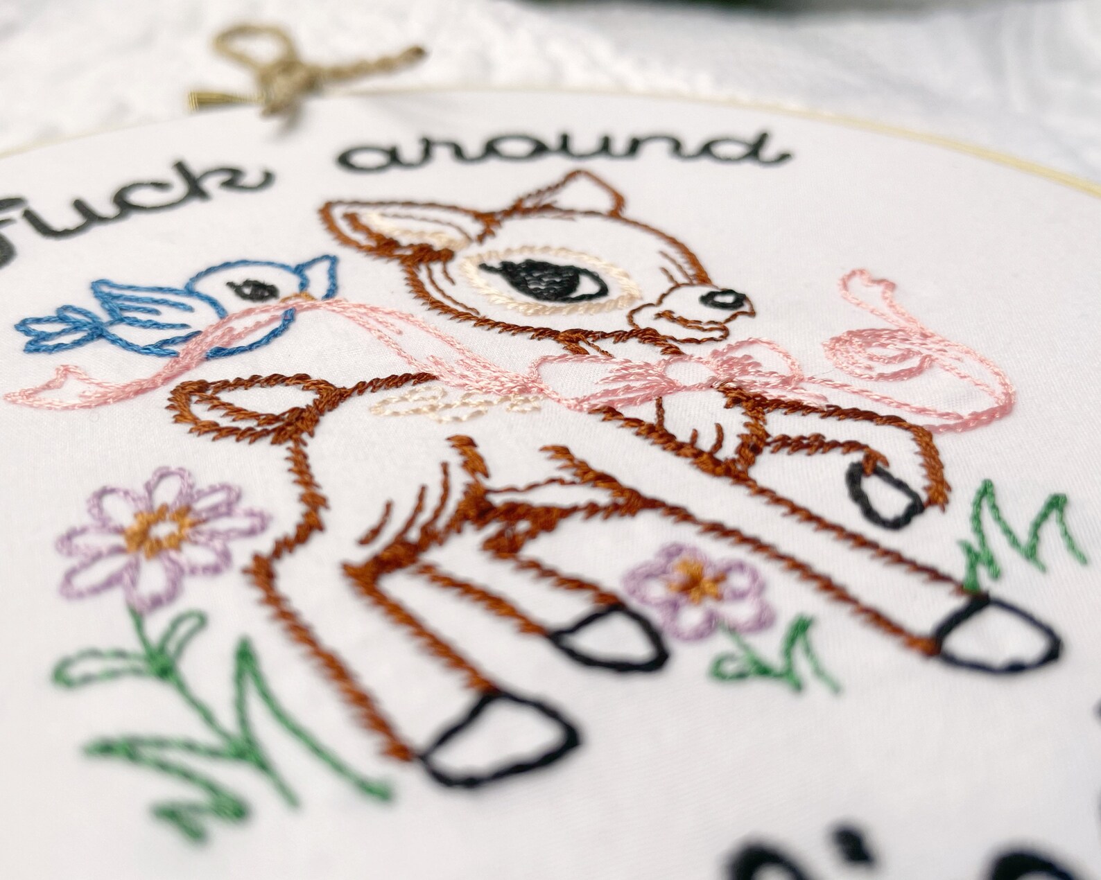 Fuck Around and Find Out: Funny Embroidery Hoop Art Completed and ...