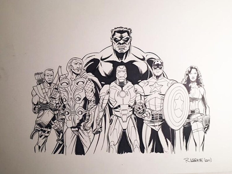 Avengers Pen and Ink Illustration - Etsy