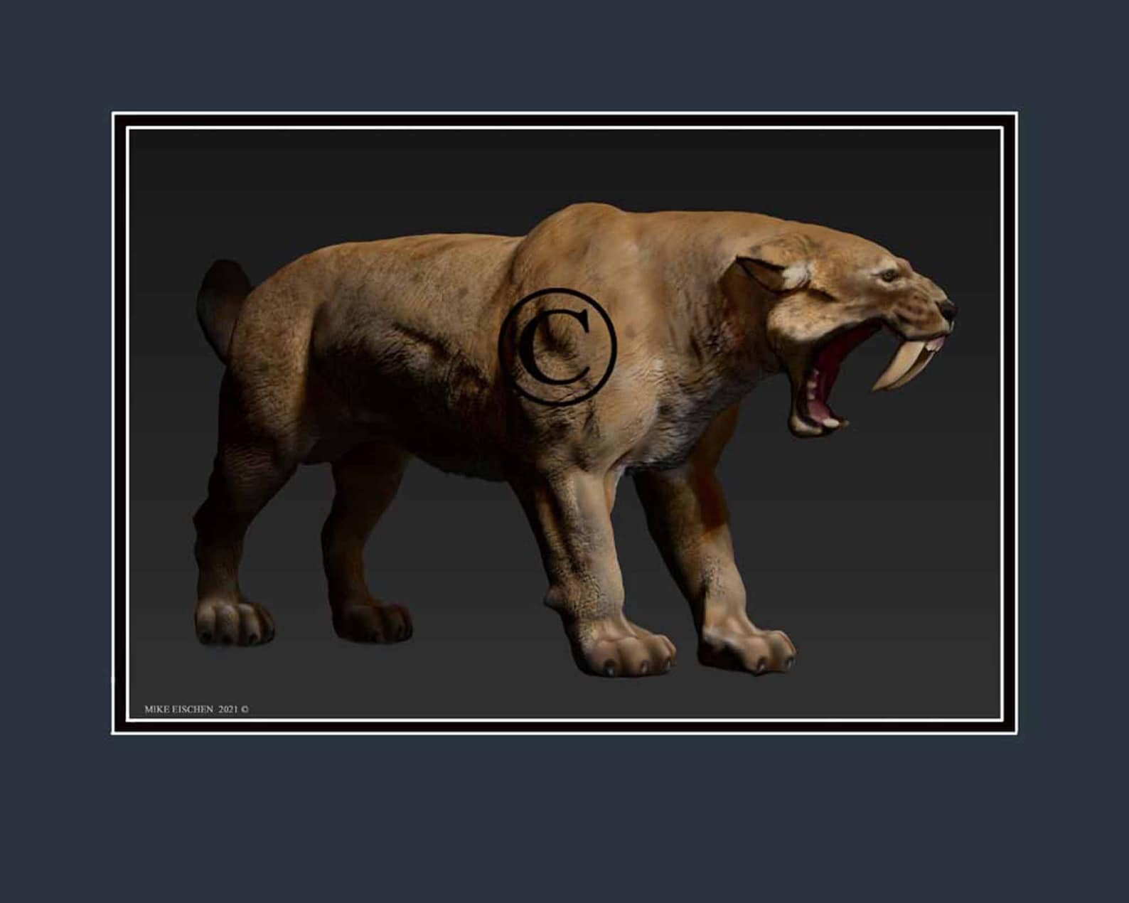 Smilodon Fatalis La Brea Tarpit Saber-tooth Cat! 8x10 and 11x14 Inch ...