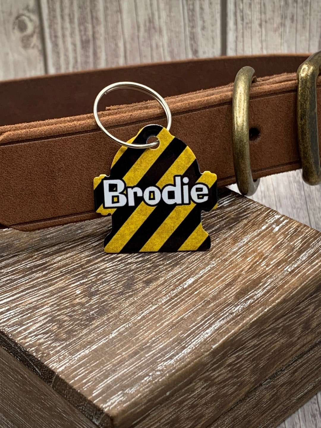 Fire Hydrant Shaped Pet ID Name Tag Large | Personalized Custom Made to ...