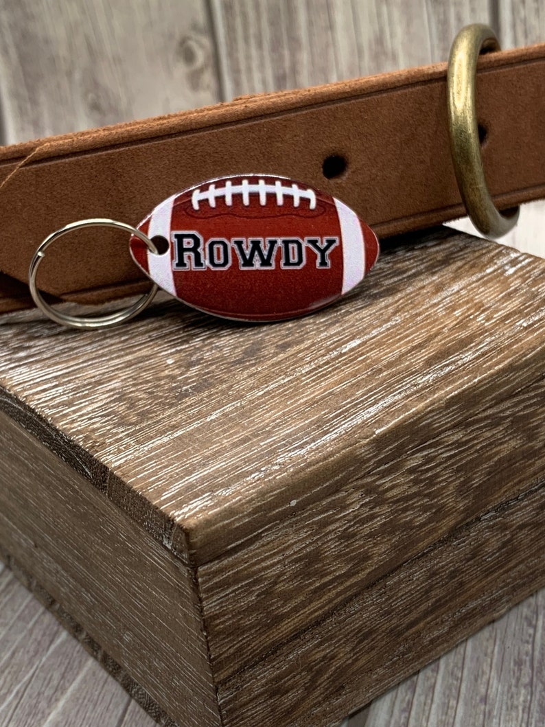 Football Shaped Pet ID Name Tag Large | Personalized Custom Made to ...