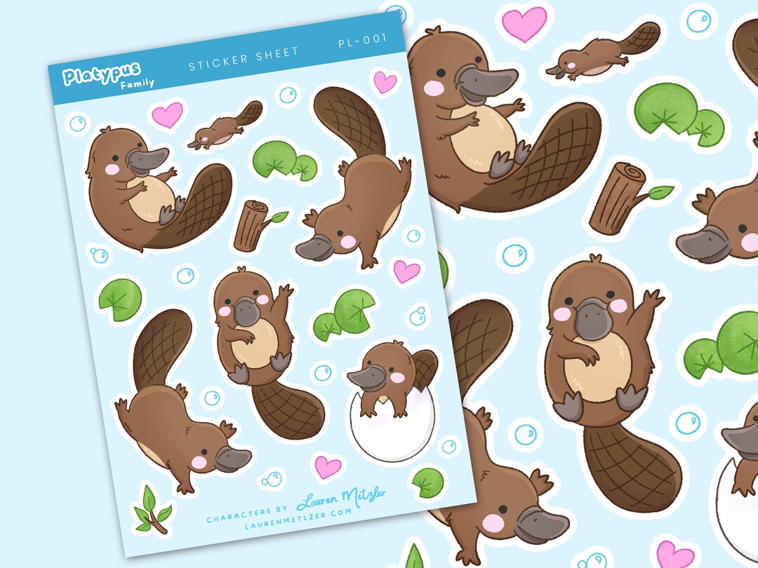 Platypus Family Sticker Sheet, Platypus Stickers, Sticker Sheet ...
