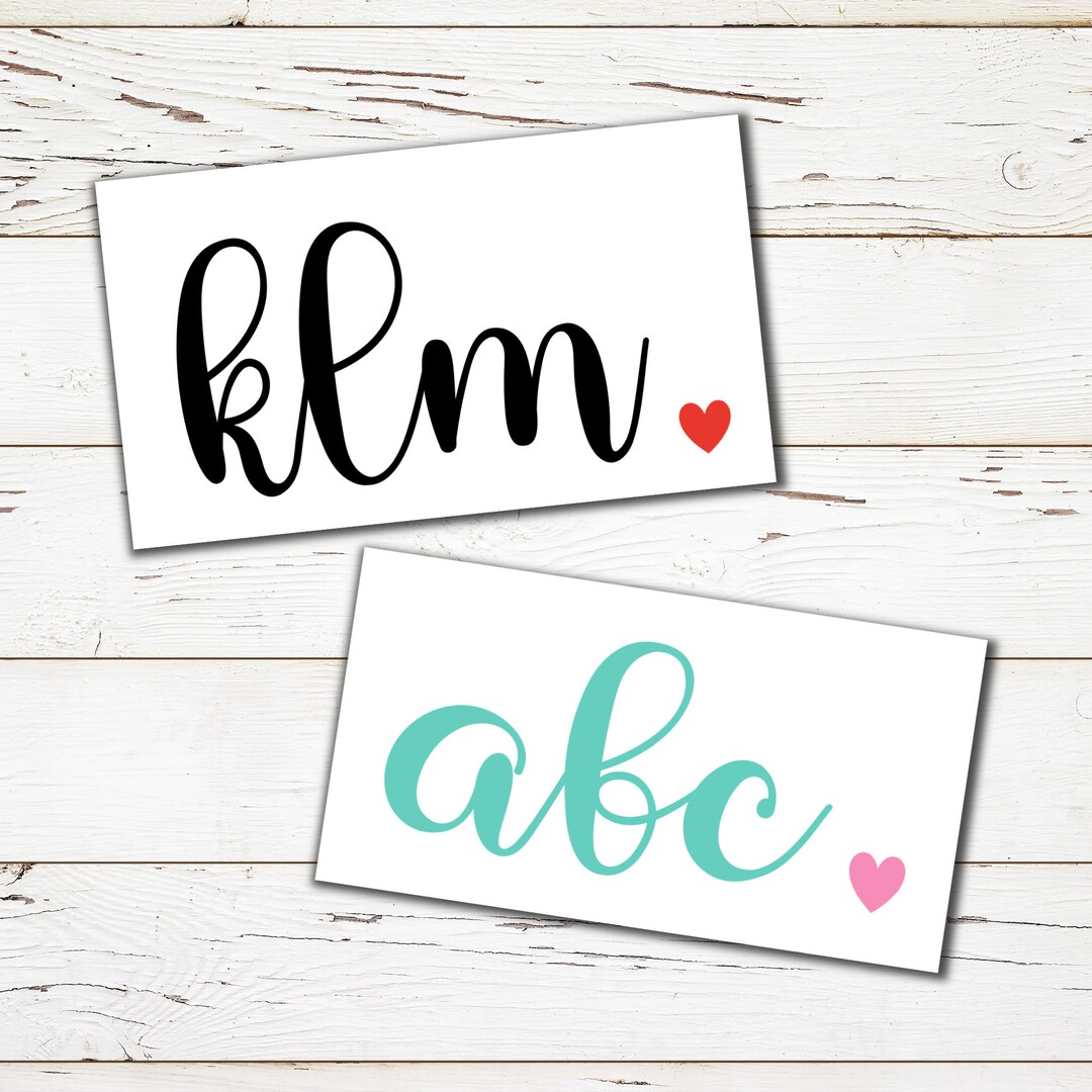 Initials With Heart Decal, Custom Initials Decal, Vinyl Decal for Car ...