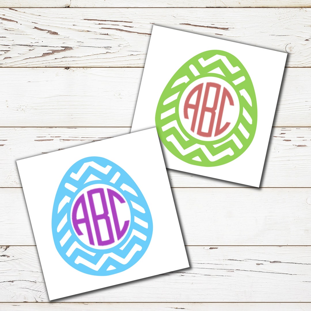Chevron Monogram Easter Egg Vinyl Decal, Easter Egg Vinyl Decal, Custom ...