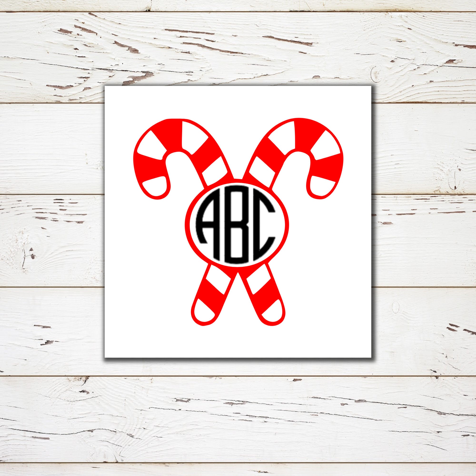 Candy Cane Decal Monogram Decal Christmas Decal Monogram - Etsy