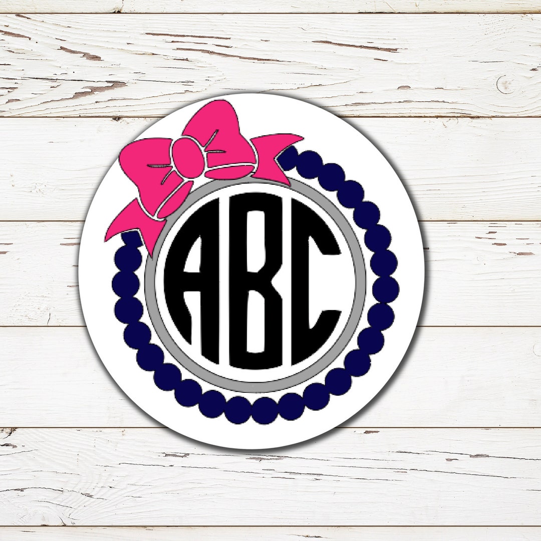 Monogram Decal, Monogram With Bow, Custom Monogram, Circle Monogram ...