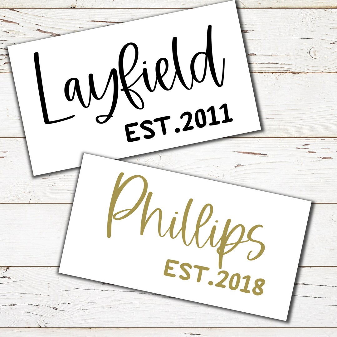 Last Name Decal, Family Established Decal, DIY Wedding Decor, Custom ...
