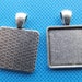 Antique Silver Tone Rectangle Base Setting Tray Bezel Pendant Charm ...