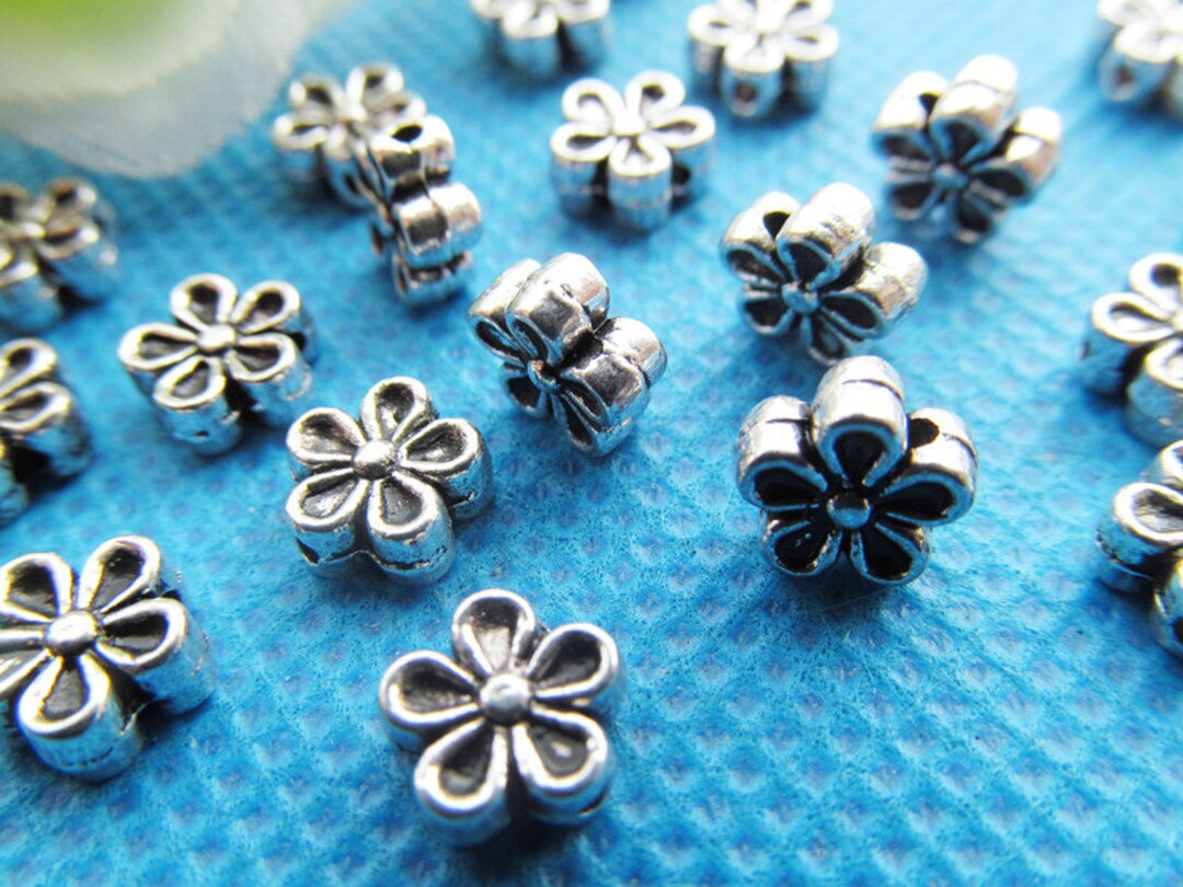 3mmx7mm Silver Tone Flower Spacer Beads,bracelet Beads,necklace Beads ...