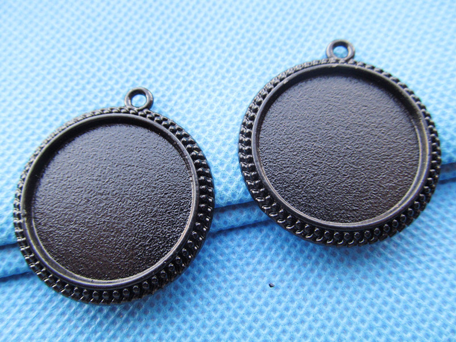 Black Round Base Setting Bezel Tray Bezel Pendant | Etsy