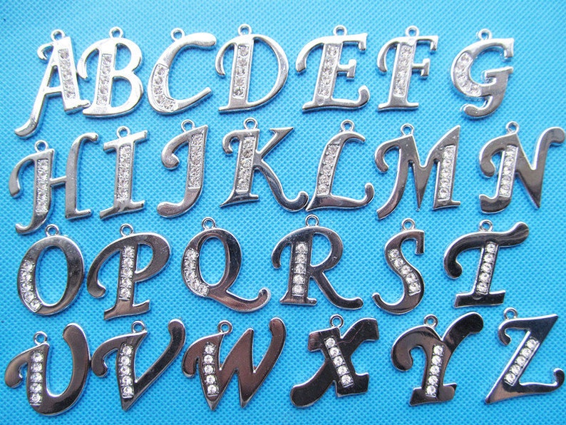 Large Silver Tone/white K Alphabet Letter Pendant Charm/finding ...