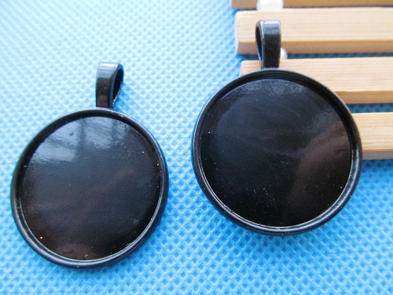 Black Round Base Setting Bezel Tray Bezel Pendant - Etsy