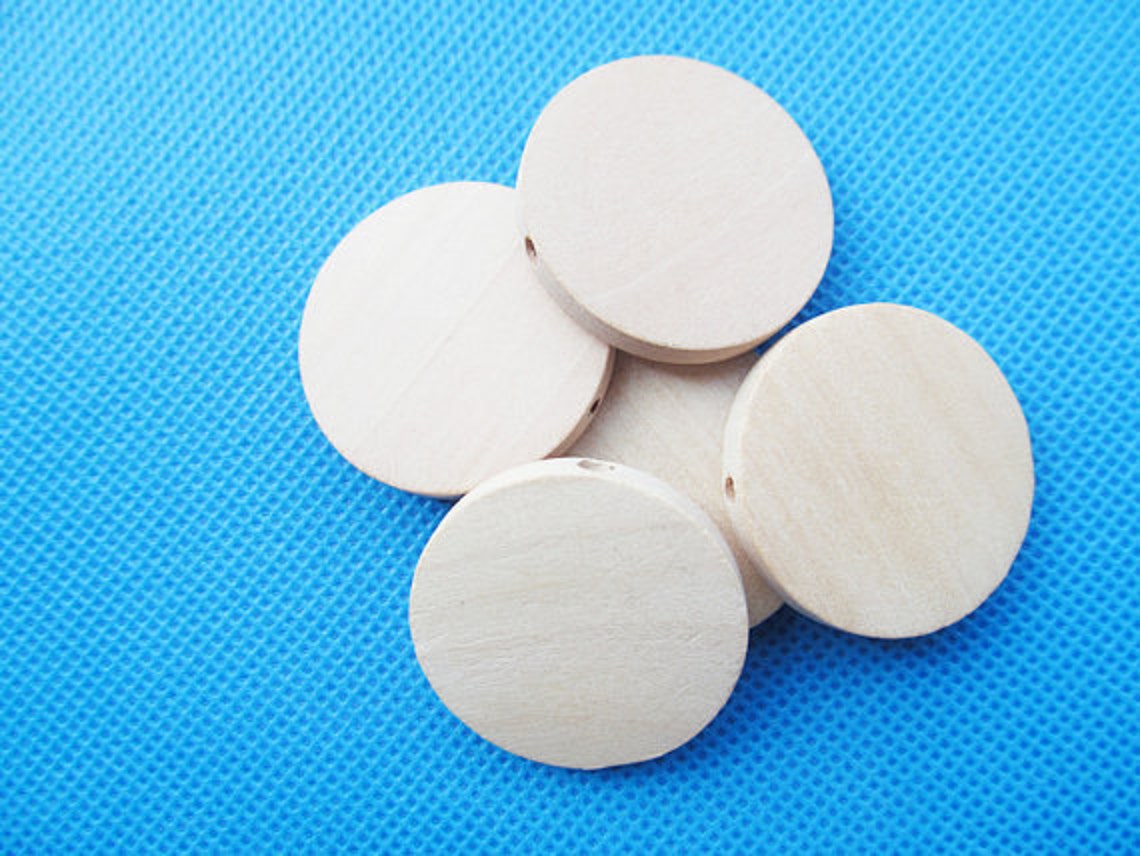 40mm Unfinished Thick Flat Circle Round Discs Natural Wood - Etsy