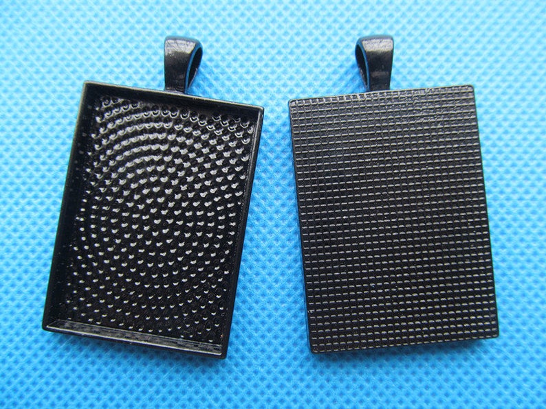 Black Rectangle Base Setting Tray Bezel Pendantfit 25mmx35mm - Etsy