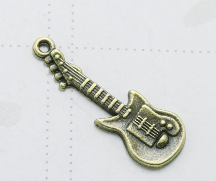 Antique Silver Tone/antique Bronze Filigree Guitar Pendant - Etsy