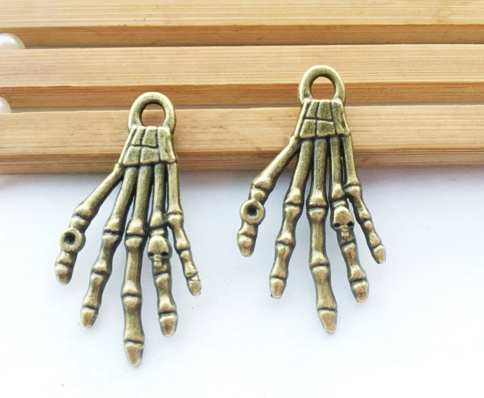 19mmx36mm Antique Silver Tone/antique Bronze Filigree Skull - Etsy