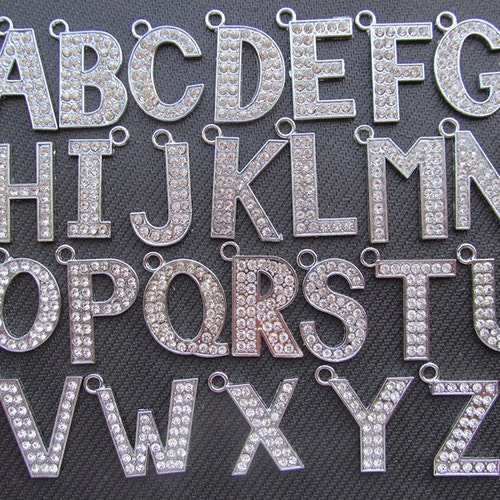Large Silver Tone/white K Alphabet Letter Pendant - Etsy