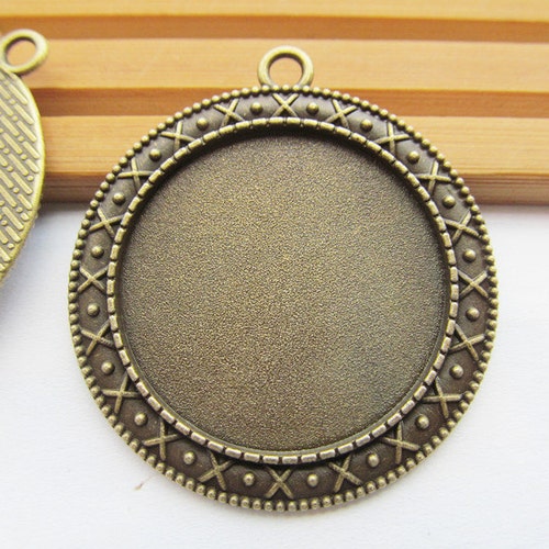 Black Oval Flower Border Base Setting Tray Bezel Pendant - Etsy