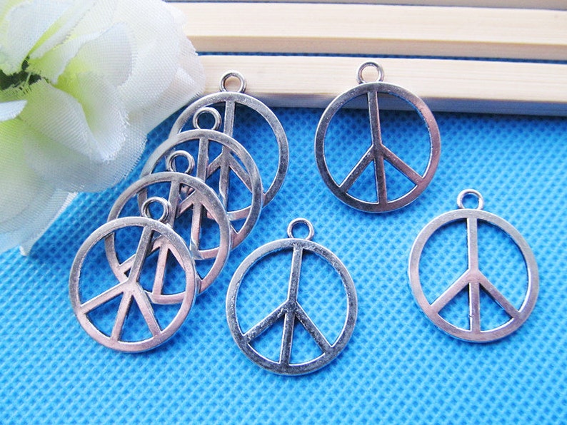21mmx25mm Antique Silver Tone/antique Bronze Peace Sign | Etsy