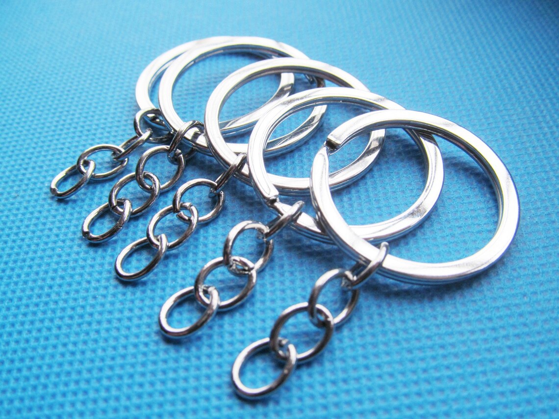 32mm Silver Tone Two Circle Key Chain Ring Connector Pendant Charm ...