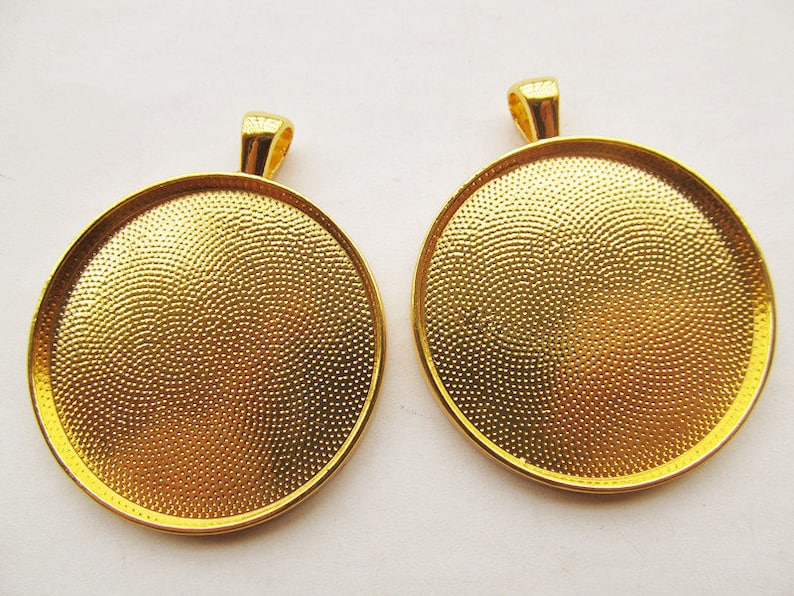 Large Heavy Gold Round Frame Base Bezel Setting Tray Pendant Charm ...