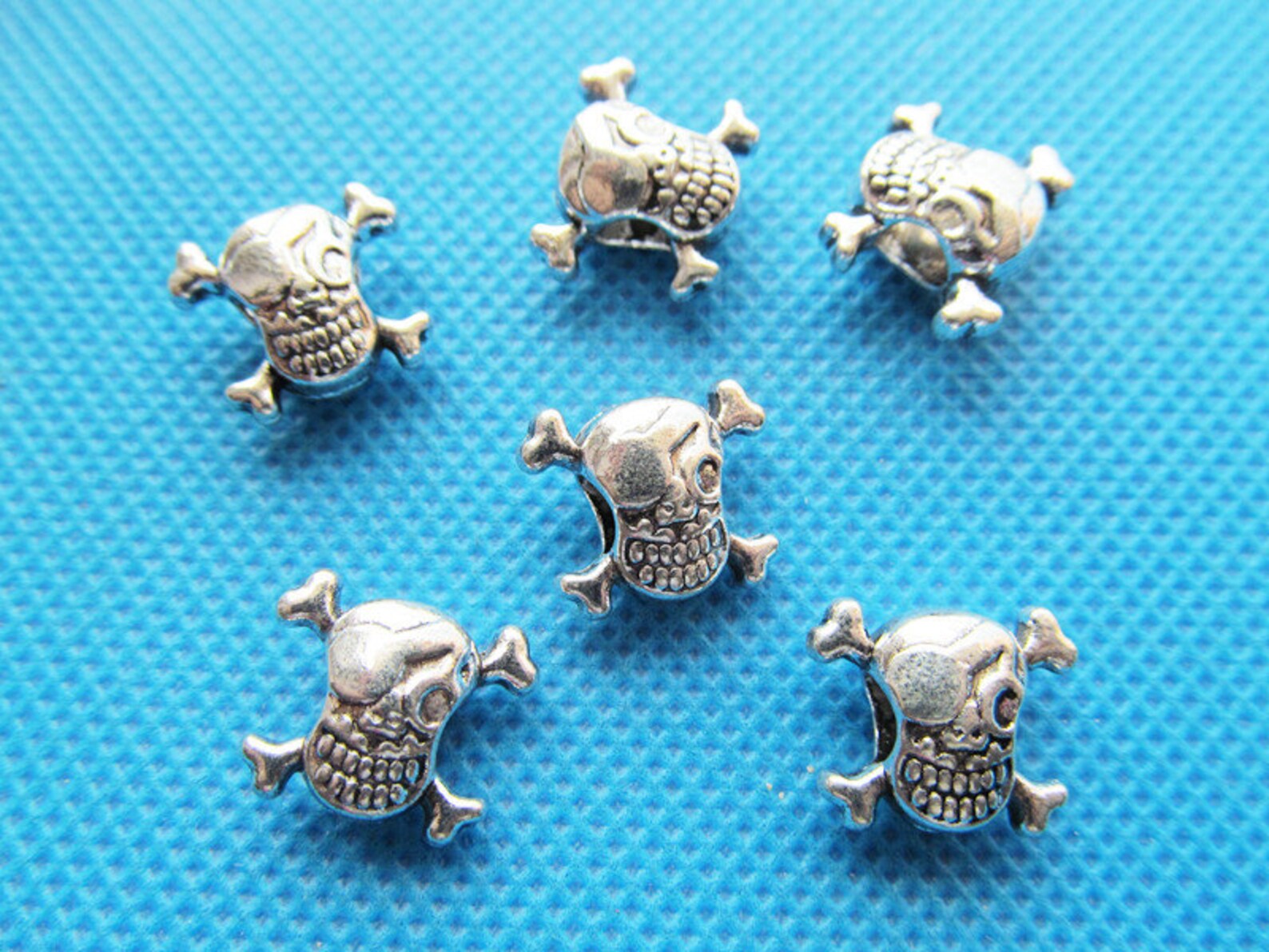Antique Silver Tone Heavy Filigree Pirate Skull Slider Spacer - Etsy