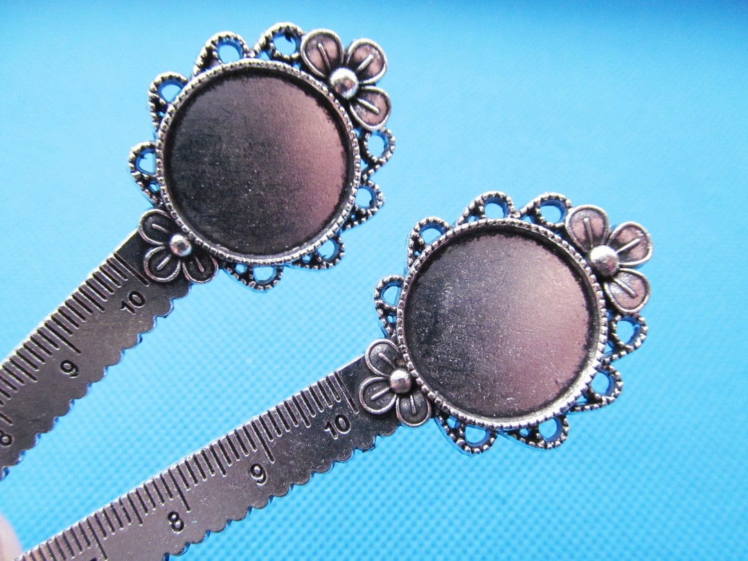 Antique Silver Tone/antique Bronze Ruler Bookmark Base Setting Tray ...
