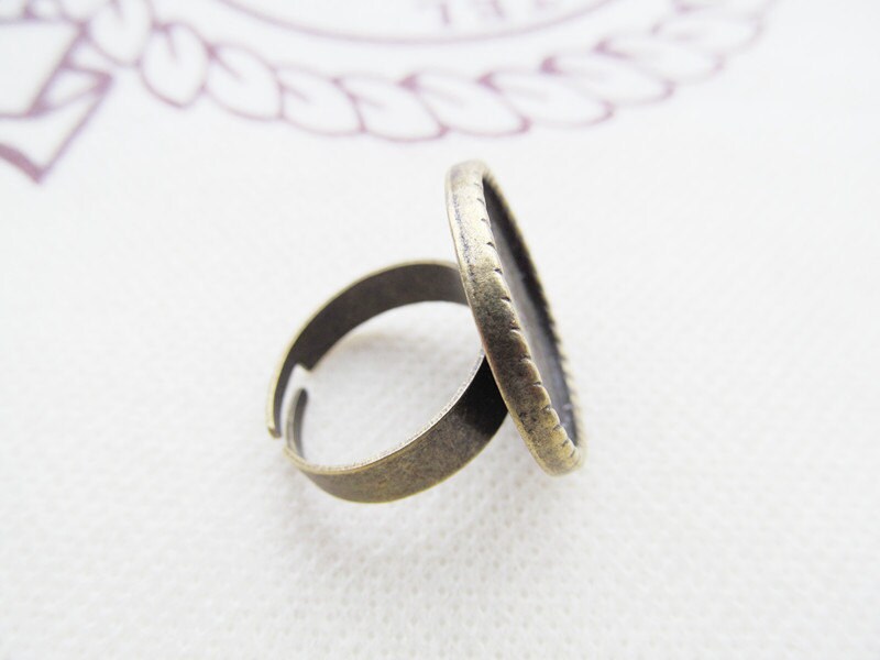 Antique Bronze Adjustable Screw Thread Border Blank Ringround | Etsy