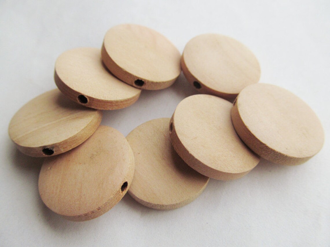 25mm Unfinished Thick Flat Circle Round Discs Natural Wood - Etsy