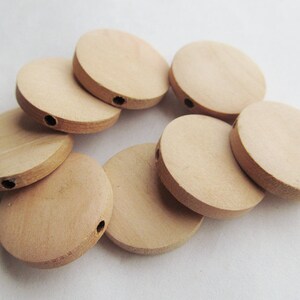 25mm Unfinished Thick Flat Circle Round Discs Natural Wood Spacer Beads ...