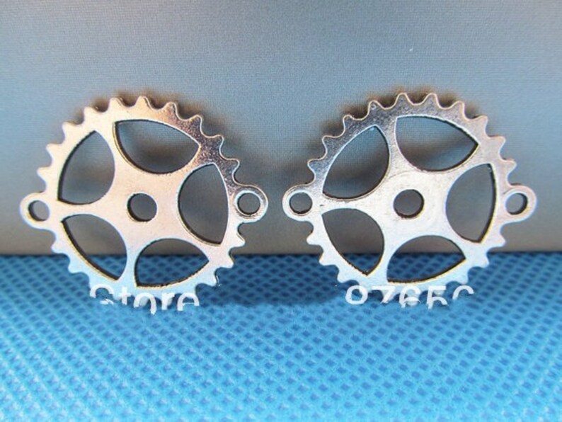 24.35mm Antique Silver Tone/antique Bronze Gear Connector - Etsy