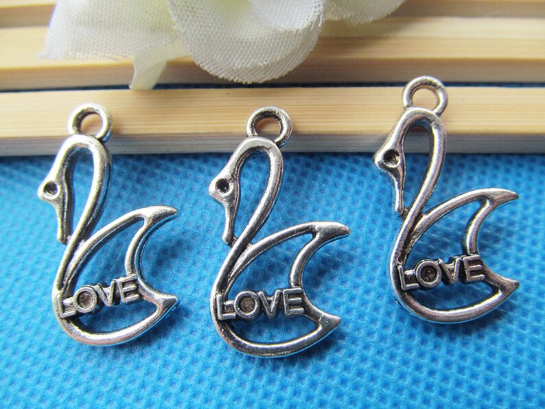16mmx28.6mm Antique Silver tone/Antique Bronze LOVE Swan Frame | Etsy