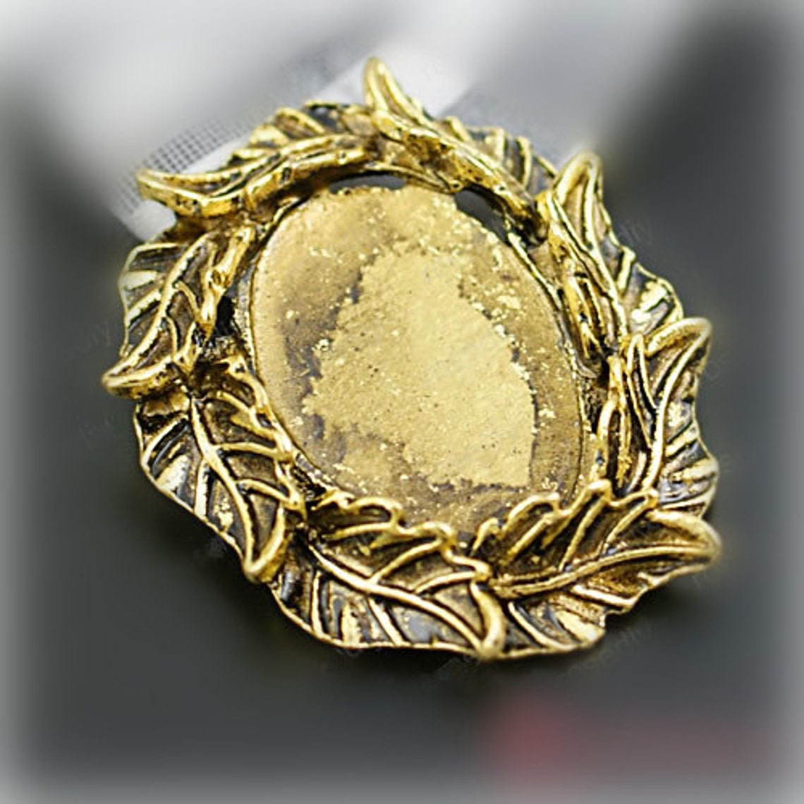 Antique Golden Leaf Border Base Setting Tray Bezel Pendant - Etsy