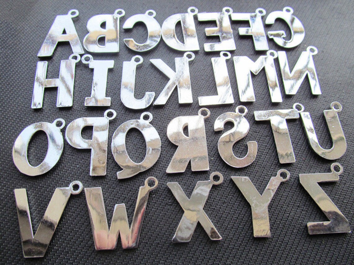 Large Silver Tone/white K Alphabet Letter Pendant - Etsy