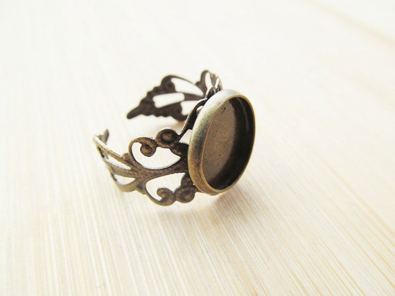 AAAAA Antique Bronze Adjustable Blank Ringflower Ring - Etsy