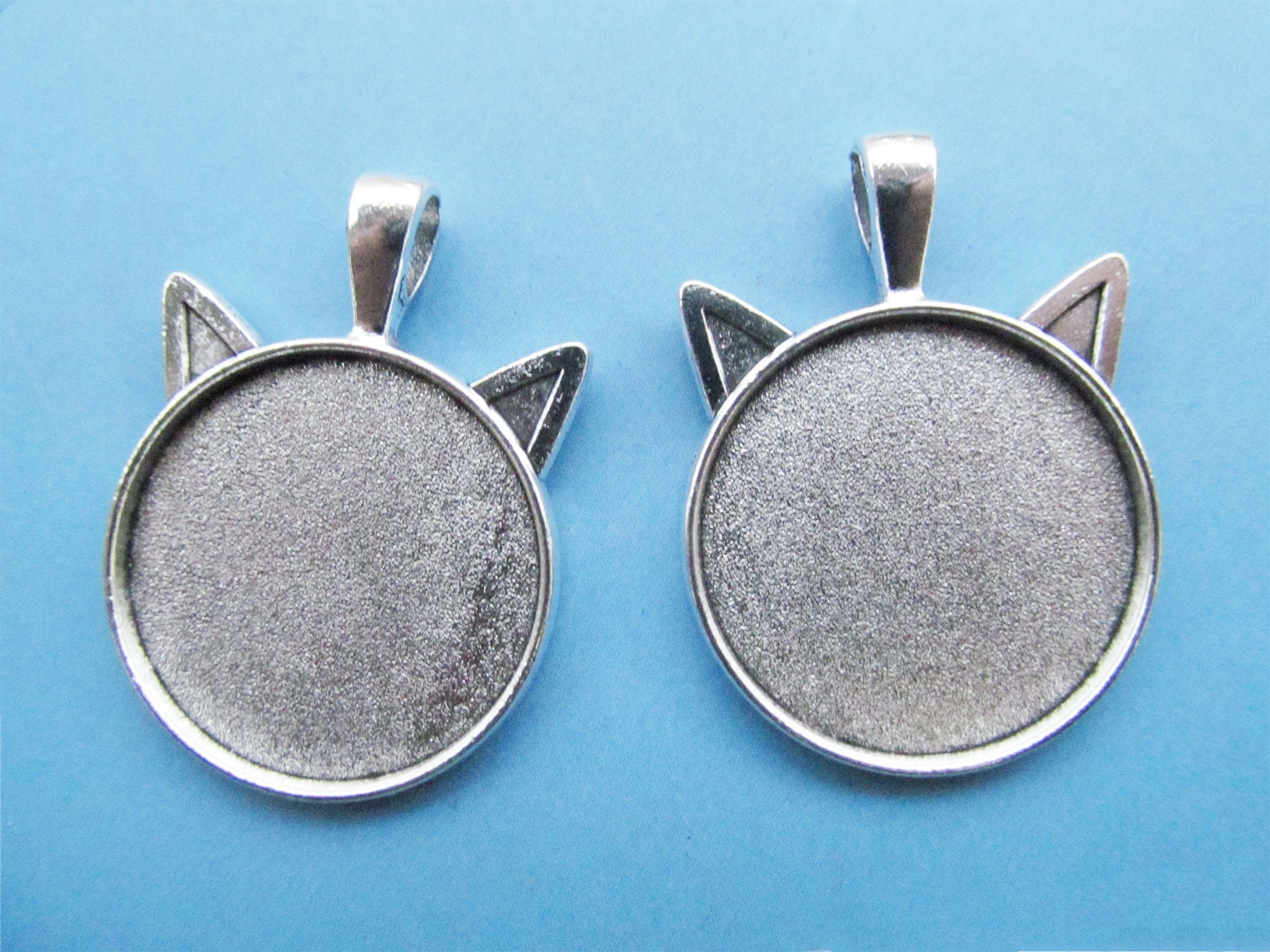 6 Colors Antique Silver/Bronze Cat Ears Base Setting Tray | Etsy