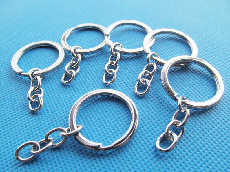 Smooth 28mm Silver Tone/antique Bronze Two Circle Key Chain - Etsy