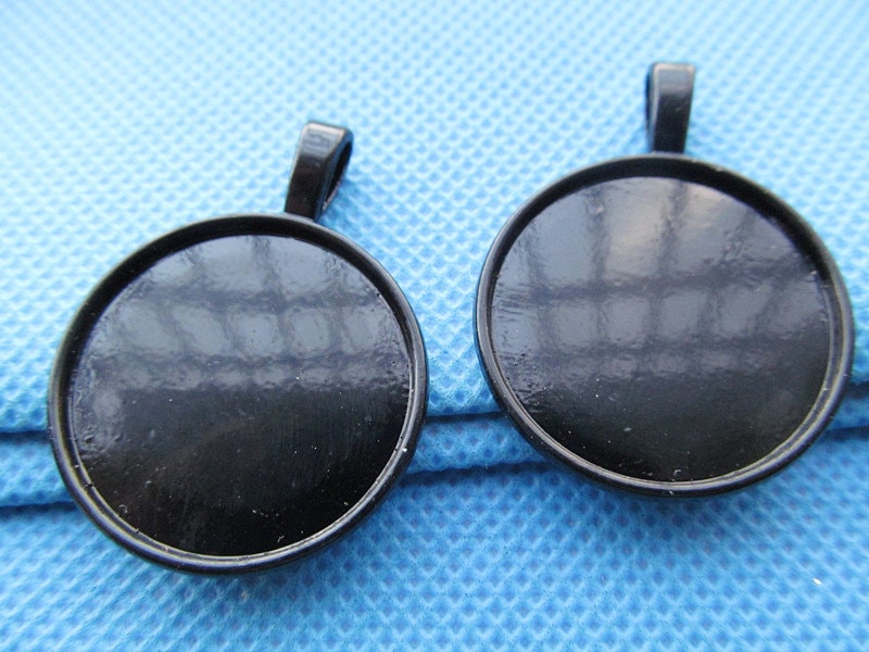Black Round Base Setting Bezel Tray Bezel Pendant - Etsy