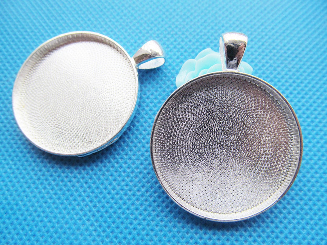 Heavy Silver Plated/gold 7 Colors Round Base Setting Tray Bezel Pendant ...
