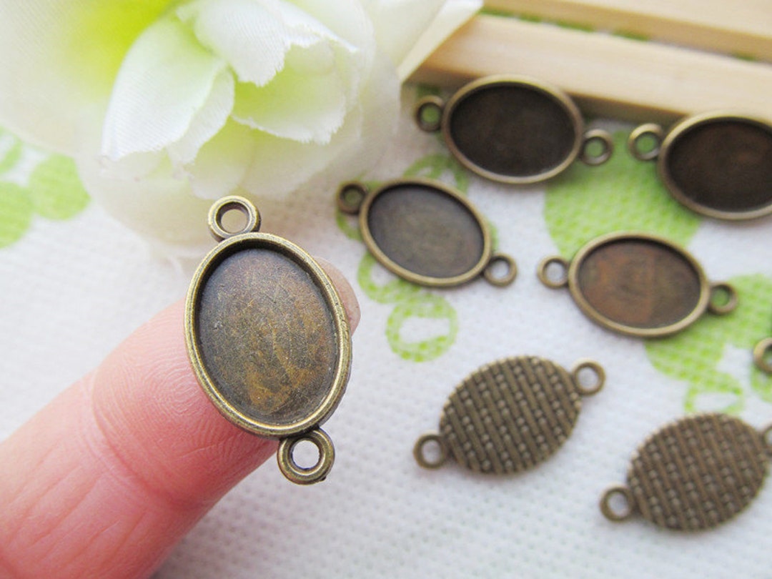 Antique Bronze Oval Base Setting Connector Pendant Charm/finding,for ...