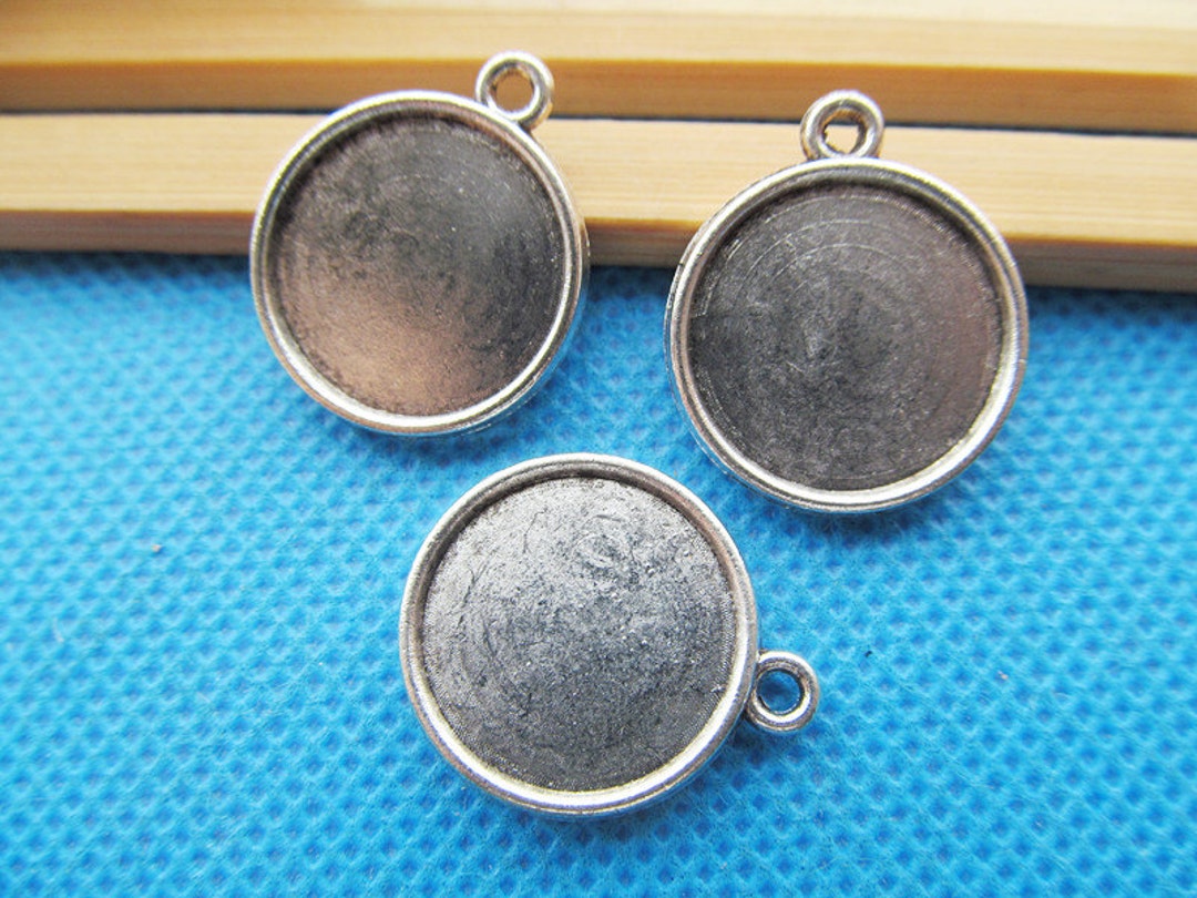 Antique Silver Tone/antique Bronze Round Base Setting Bezel Tray Bezel ...
