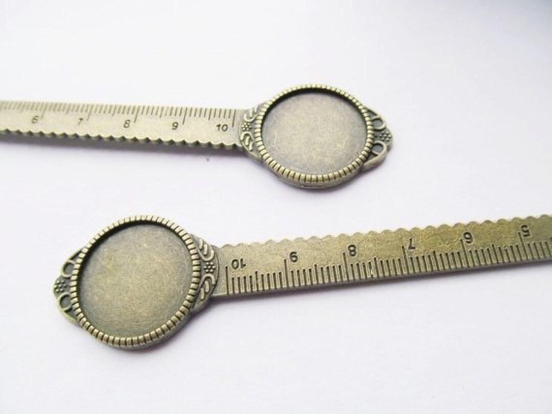 Antique Silver Tone/antique Bronze Ruler Bookmark Base Setting Tray ...