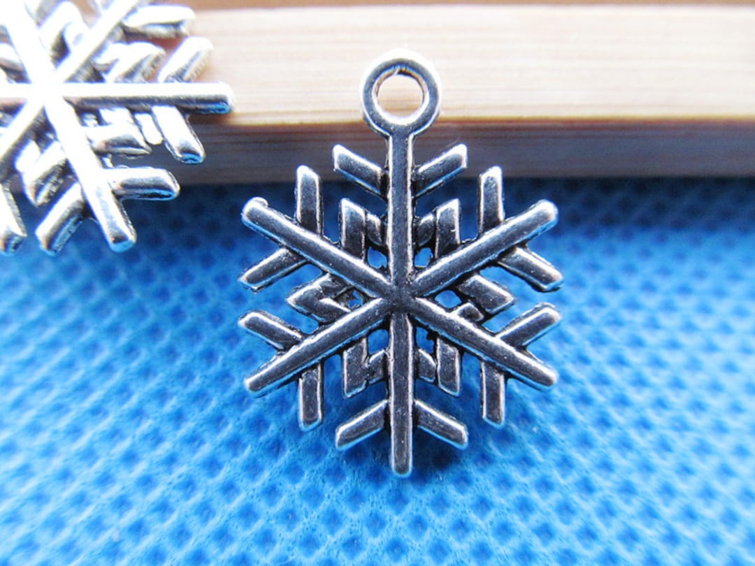 12mmx20mm Antique Silver Tone Snowflake Necklace Bracelet Pendant Charm ...