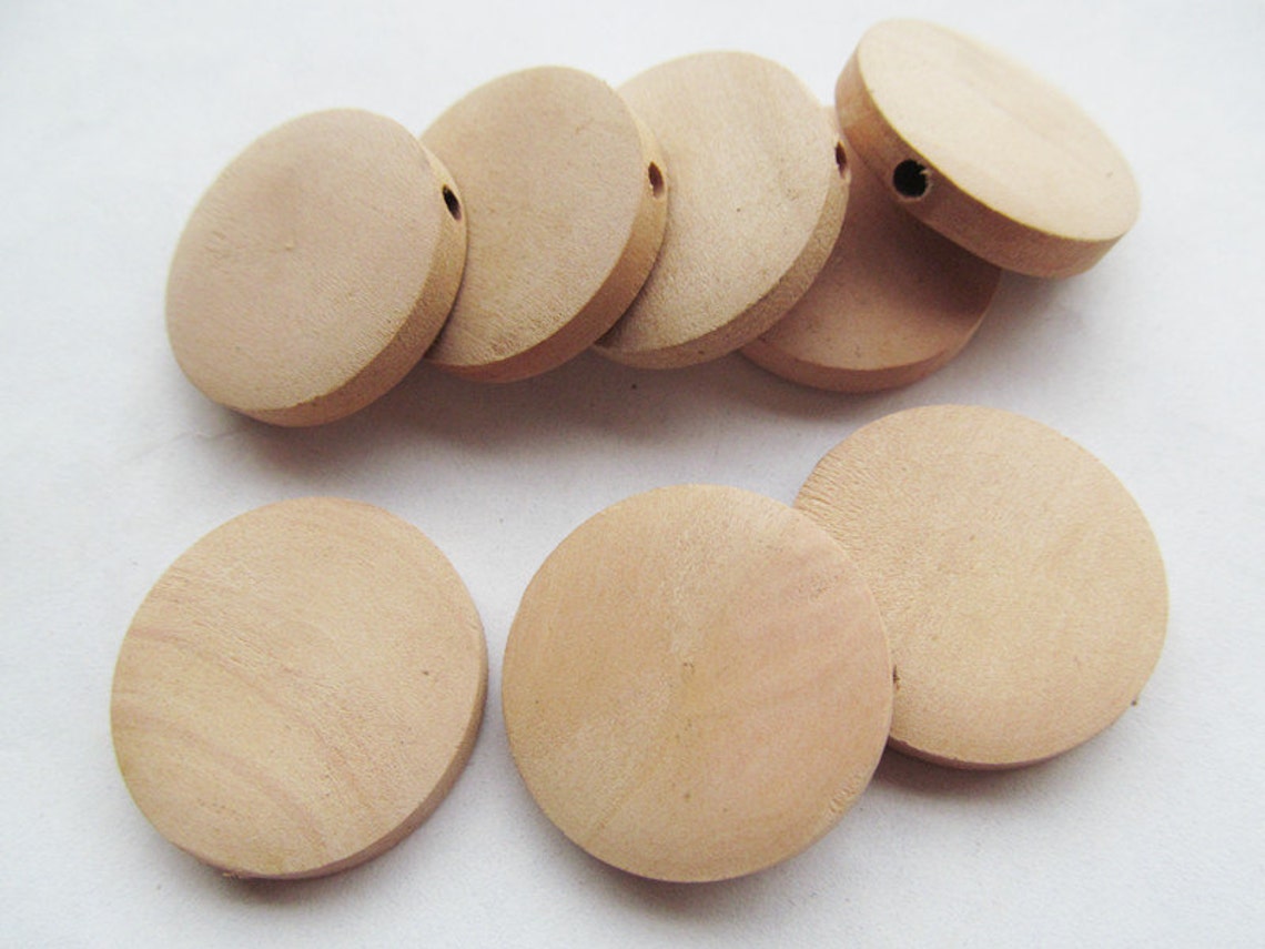 25mm Unfinished Thick Flat Circle Round Discs Natural Wood - Etsy
