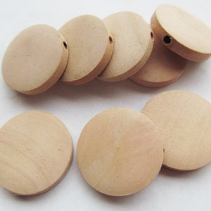 25mm Unfinished Thick Flat Circle Round Discs Natural Wood Spacer Beads ...