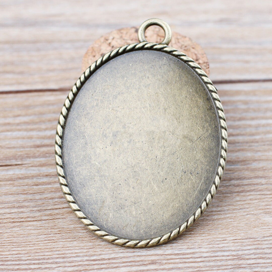 Large Antique Bronze Twist Border Oval Base Setting Tray Bezel - Etsy