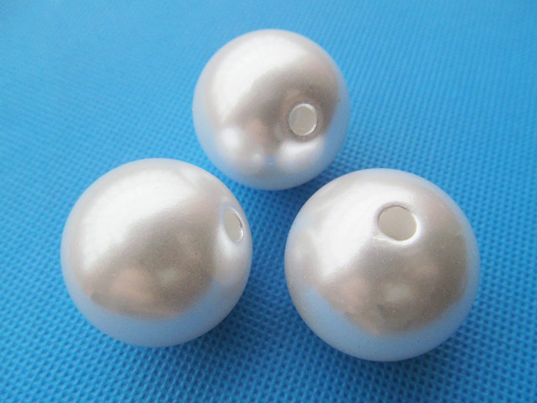 30mm Large Beige/white ABS Resin Faux Shell Pearl Spacer Beads,diy ...